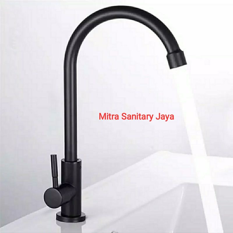 Jual Kran Sink Angsa Pipa Hitam Stainless/ Kran Sink Hitam Dari Meja ...