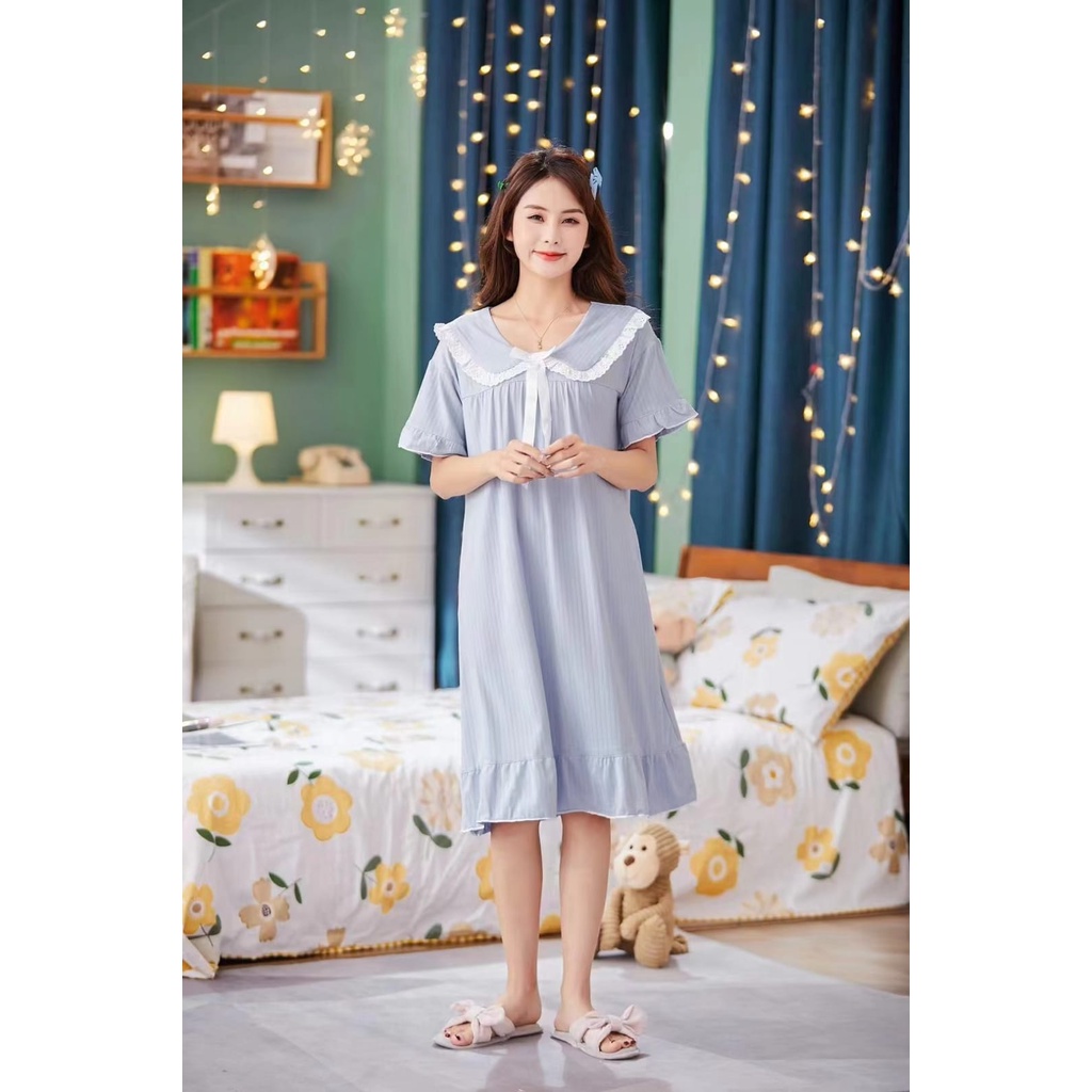 Jual BAJU TIDUR DASTER DRESS KERAH PASTEL LD105 BAHAN PREMIUM DASTER ...