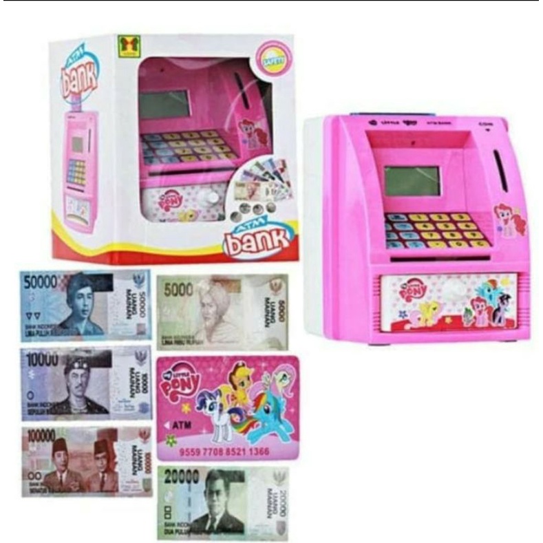 Jual mainan mesin atm bank mainan atm hello kitty / mini atm paw patrol ...