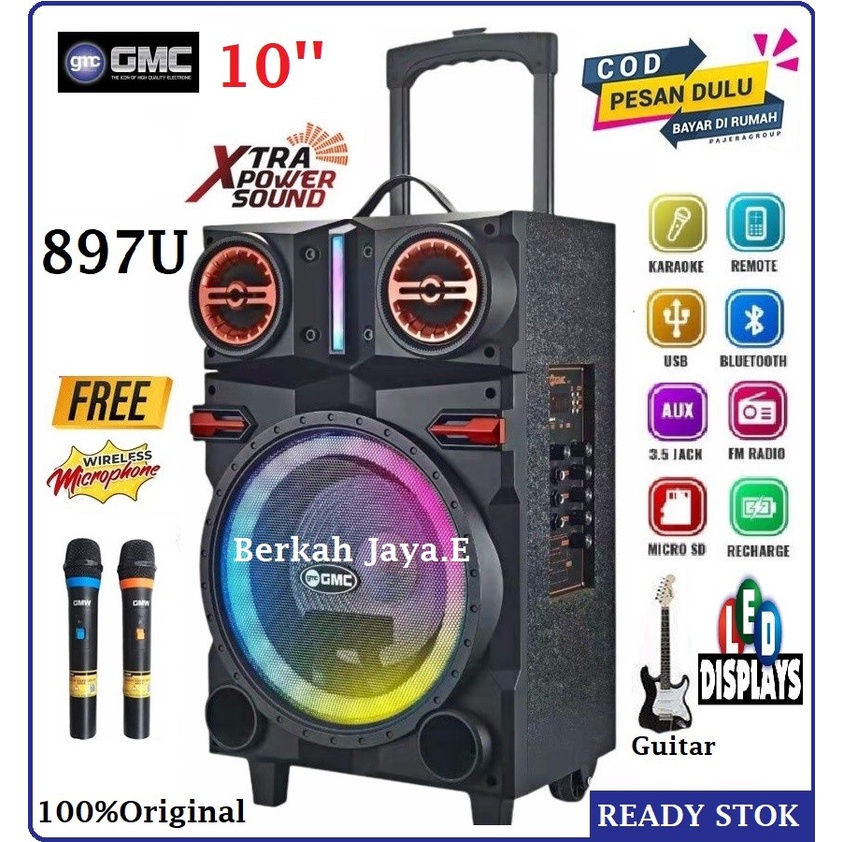 Jual GMC 897U Speaker Portable Bluetooth 10 inch Plus 1 BH MIC WERLES ...