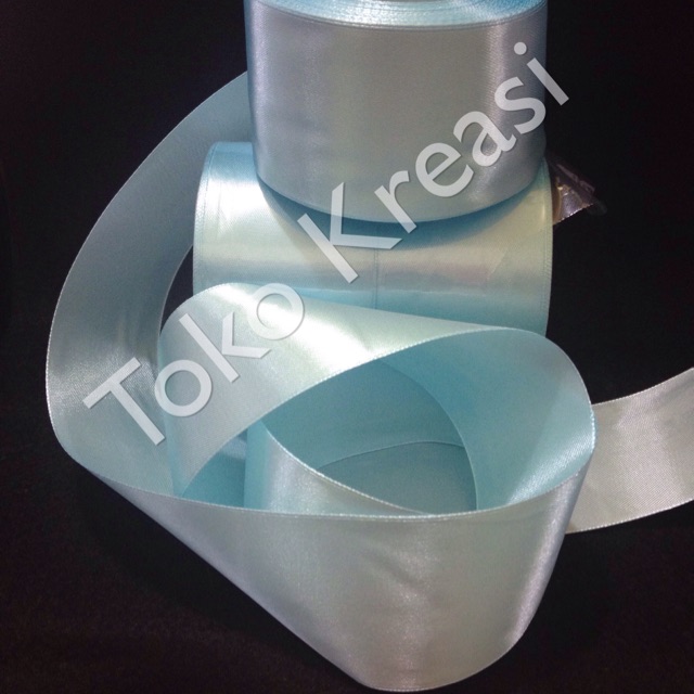 Jual (Meteran) Pita satin 2inci / 5cm warna biru muda | Shopee Indonesia