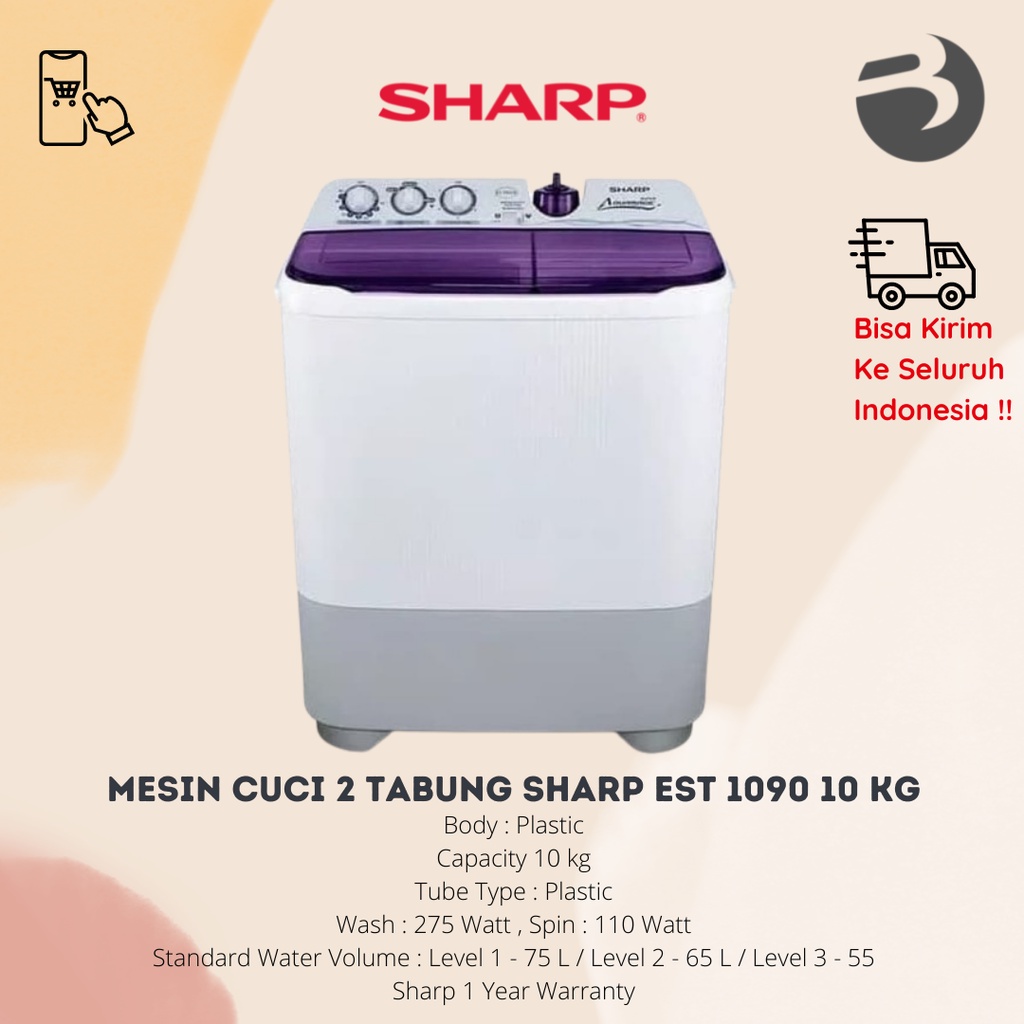Jual MESIN CUCI 2 TABUNG SHARP EST 1090 10 KG / EST 1070 9KG NEW ...