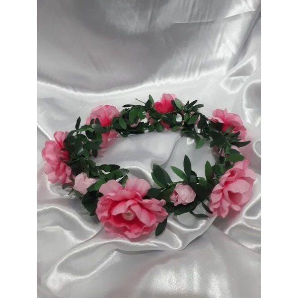 Jual BANDO BUNGA LINGKAR MAHKOTA DAUN BUNGA PINK PUTIH FLOWER CROWN ...