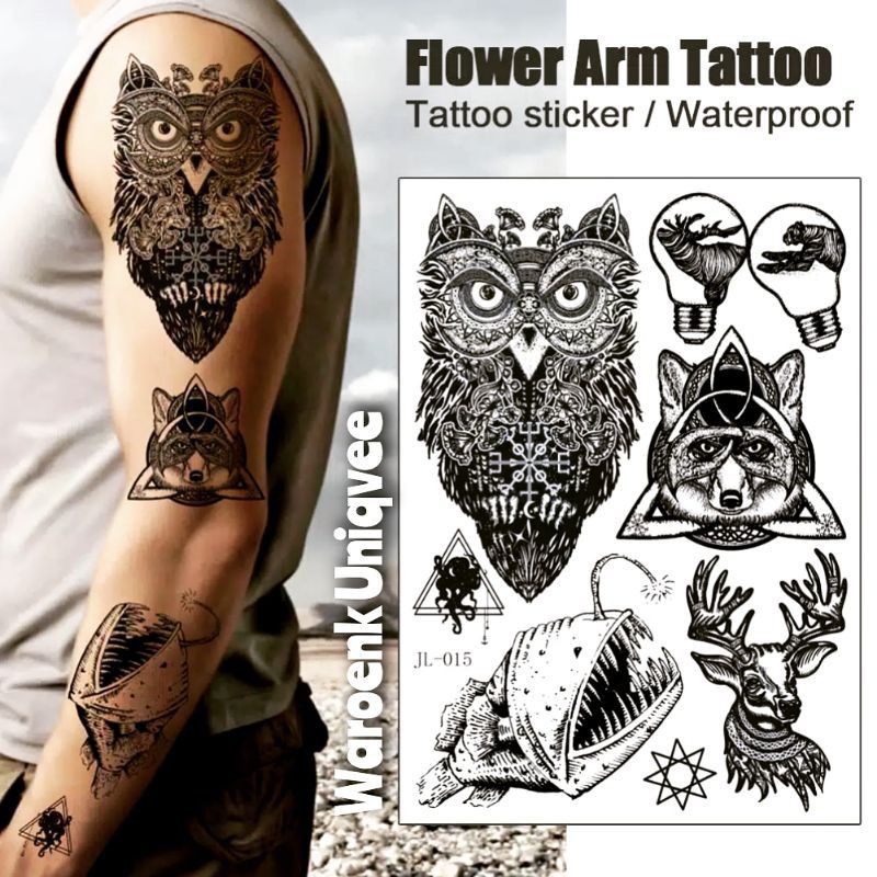 Jual Tato Temporer Sementara Anti Air Tahan lama Motif Burung Hantu ...