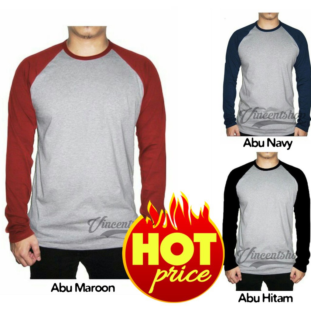 Jual Raglan Lengan Panjang / Baju Raglan / Reglan Polos / Kaos | Shopee ...
