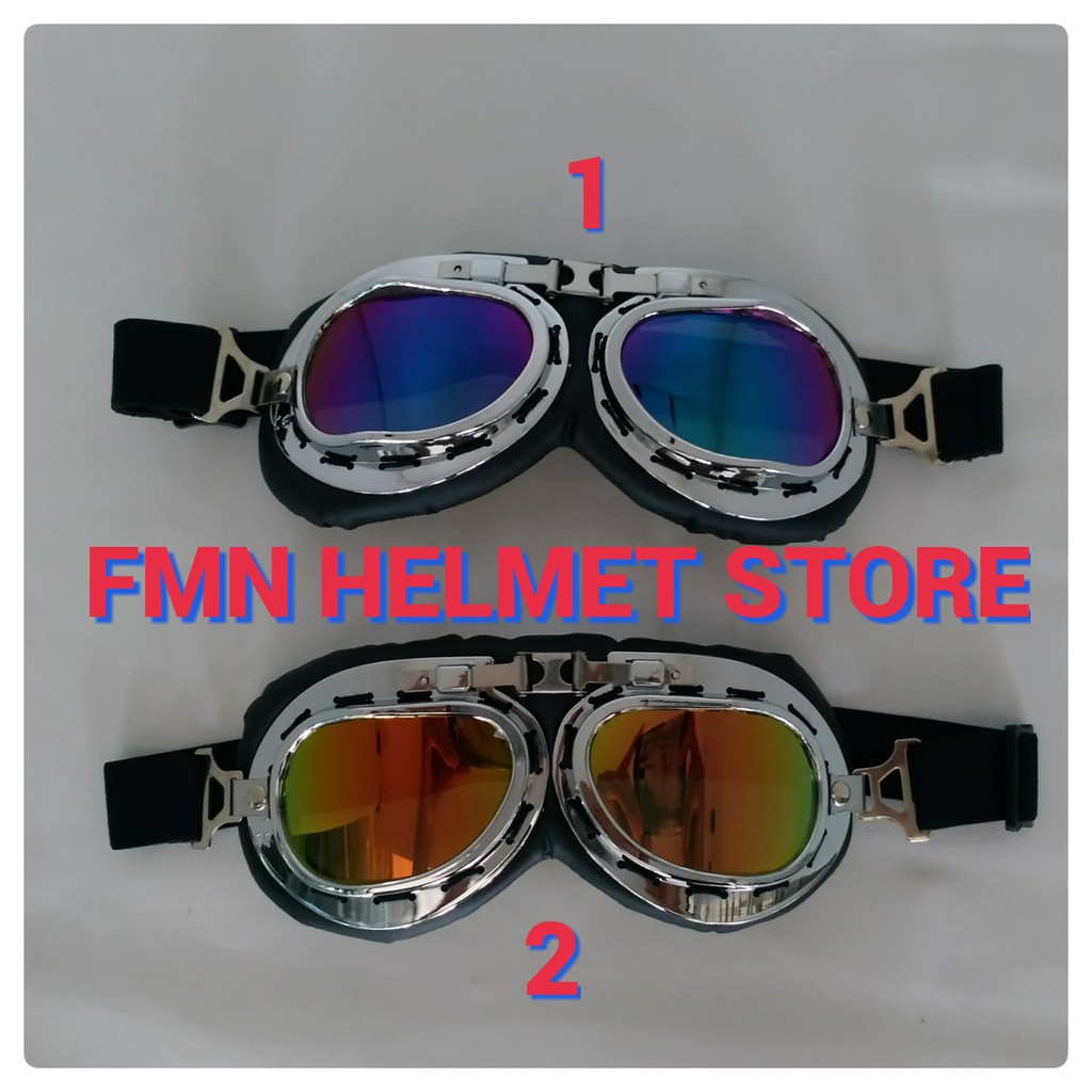 Jual Kacamata Google Kaca Mata Goggle Aviator Untuk Helm Bogo Retro ...