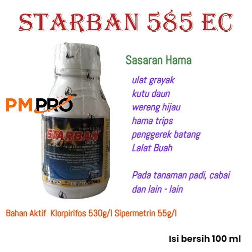 Jual Insektisida Starban 585 EC 100 ml Bahan Aktif Klorpirifos 530g/l Sipermetrin 55g/l obat ...