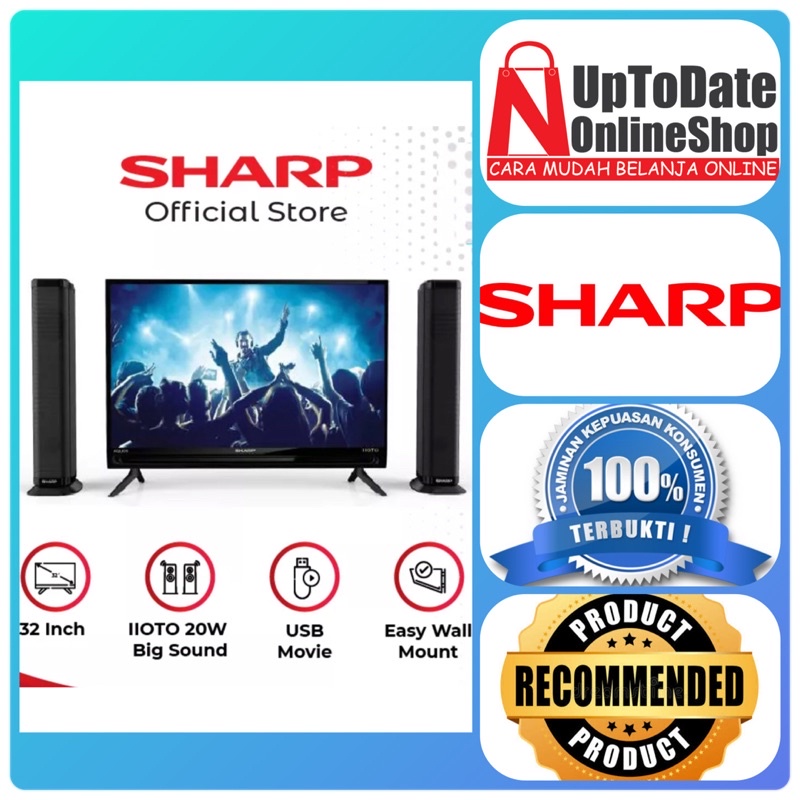 Jual TV LED 32INCH SHARP 2T-C32BB1i-TB HDMI USB MOVIE FREE DOUBLE TOWER SPEAKER | Shopee Indonesia
