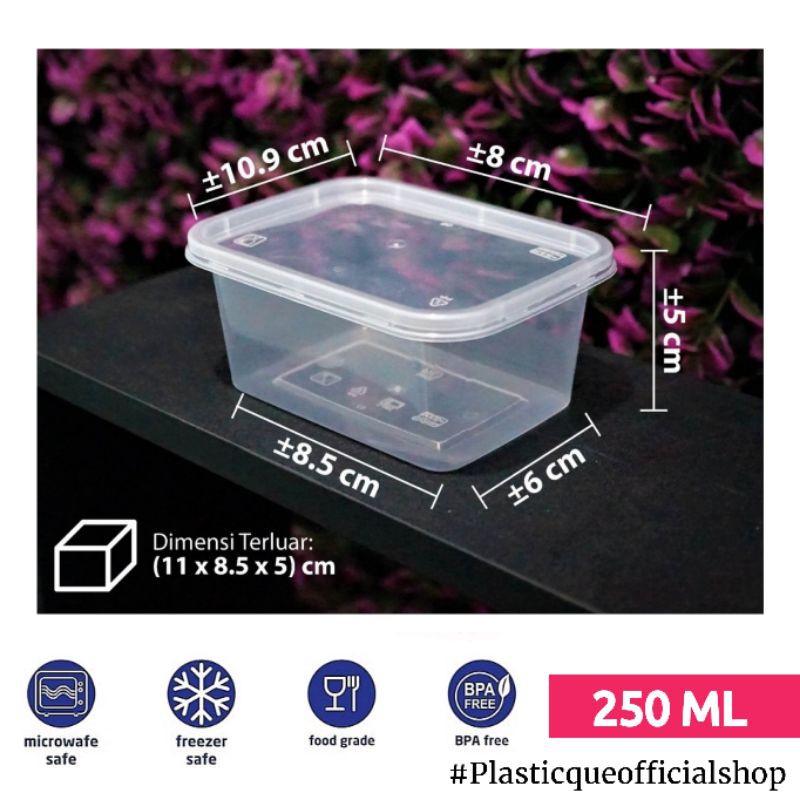 Jual THINWALL 250ML 250 ML ISI 25PCS 25 PCS RECTANGLE REC KOTAK MAKAN MINI CONTAINER BOX PERSEGI ...