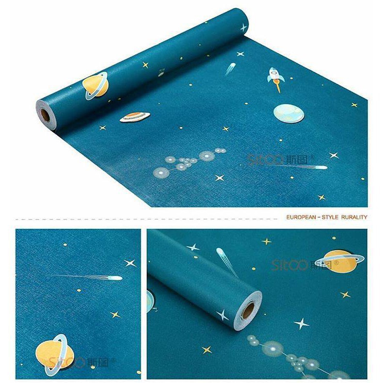Jual WALLPAPER DINDING Ukuran 45 CM x 10 M Motif LUAR ANGKASA | Shopee ...
