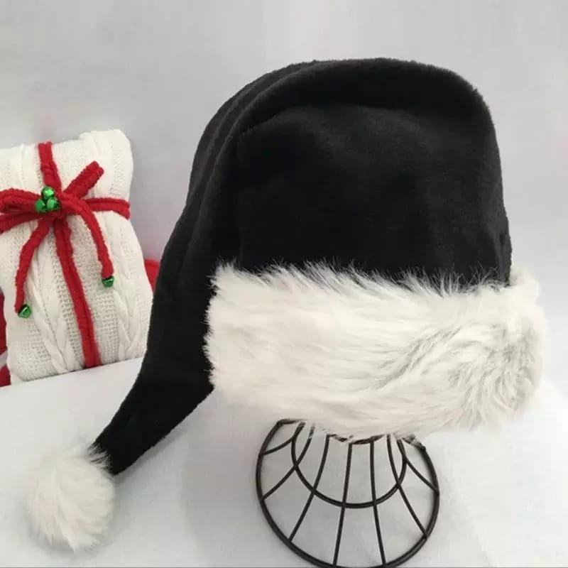 Jual Topi Santa Claus Bahan Plush Warna Hitam Untuk Kostum Black Santa ...