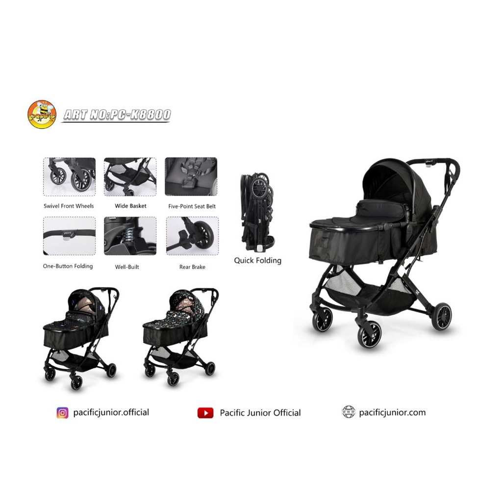 Jual Pacific Baby Stroller PC-K8800 (2 IN 1 & Pram ) | Shopee Indonesia