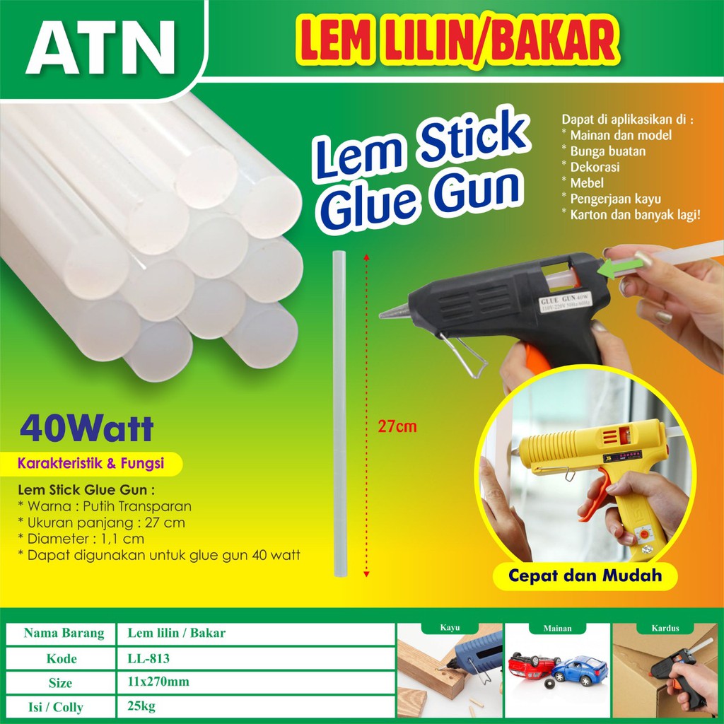 Jual COD-Isi Lem Refill Tembak Glue Gun Besar Lem Lilin Bakar 27 cm x ...