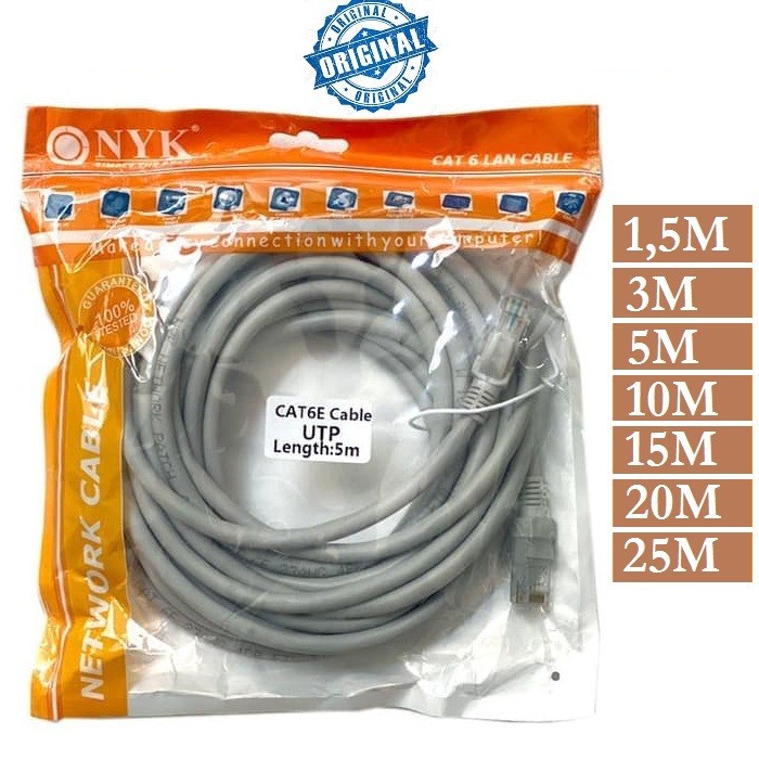 Jual Kabel Lan NYK 5Mtr dan 20 Mtr cat 6 | Shopee Indonesia