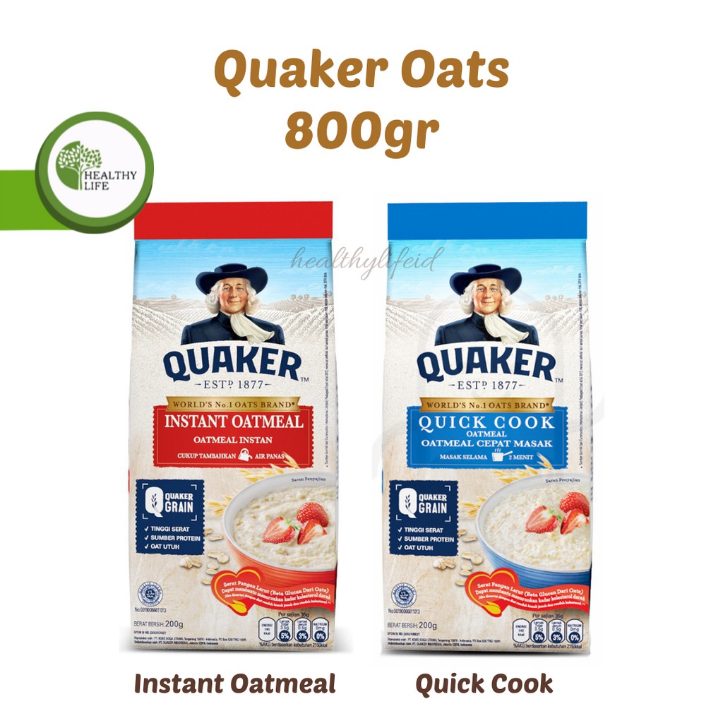 Jual Quaker Oats - Instant Oatmeal / Quick Cook Oatmeal 800gr | Shopee ...