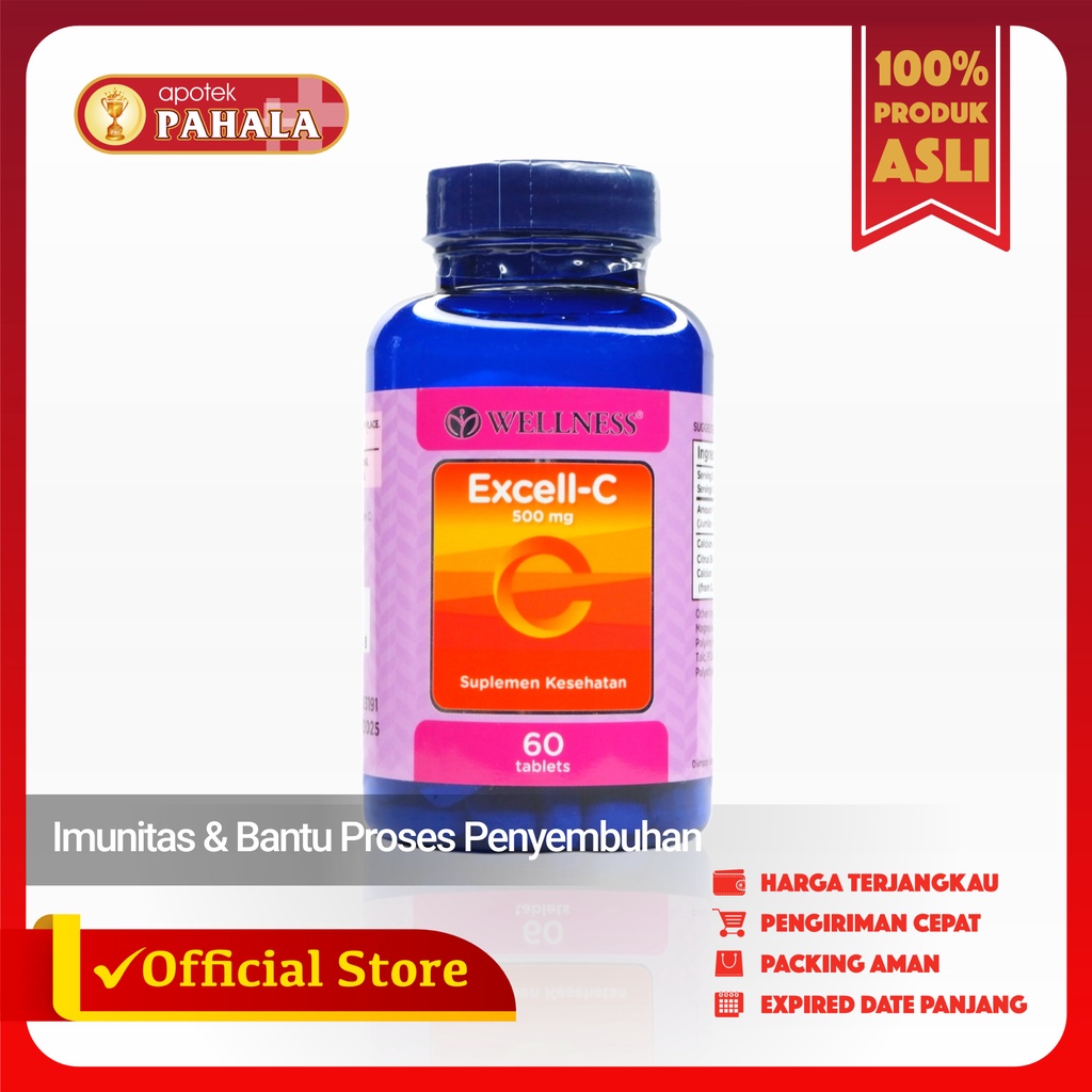Jual Wellness Excell-C 500 mg (60) | Vitamin C 500 mg | Daya Tahan Tubuh | Shopee Indonesia