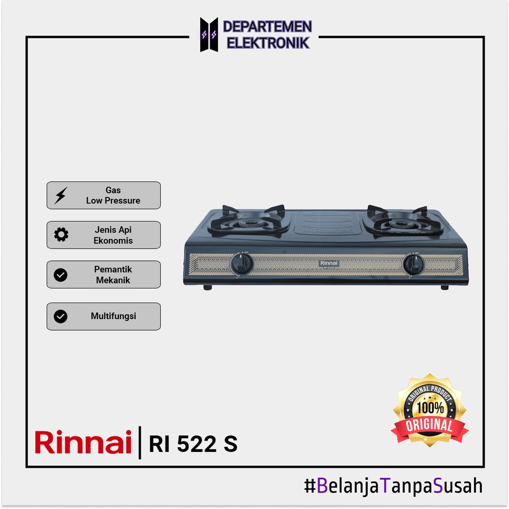 Jual Rinnai RI 522 S – Kompor Gas 2 Tungku MURAH BANGET / GARANSI RESMI | Shopee Indonesia