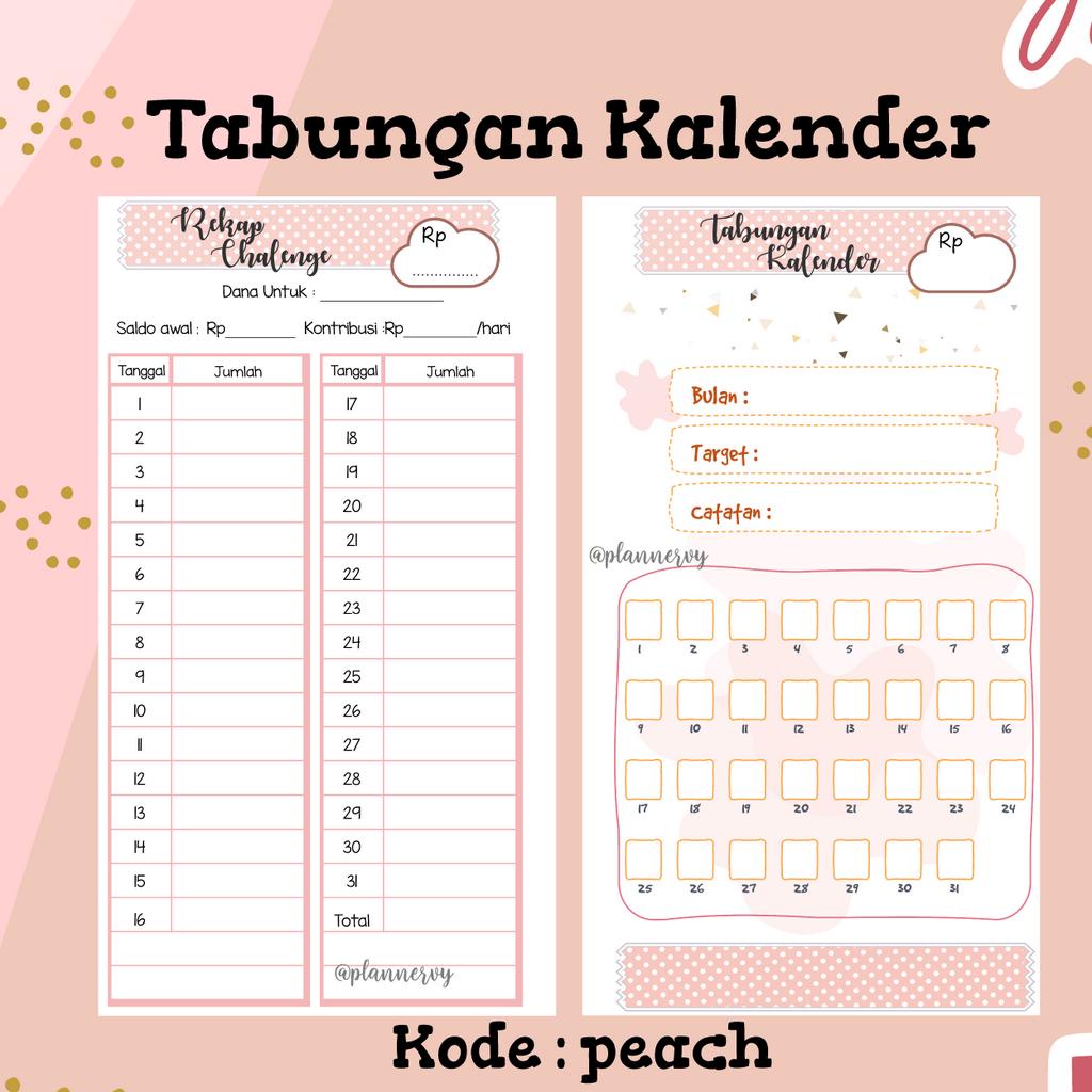 Jual TABUNGAN KALENDER LOOSE LEAF ISI BINDER | Shopee Indonesia