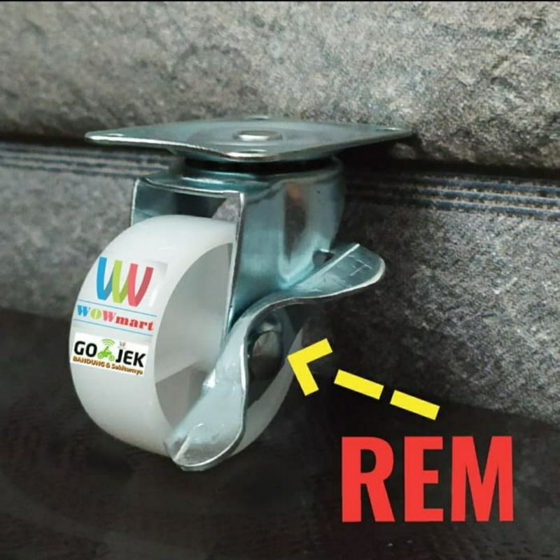 Jual Roda Caster 2 " Inch Nylon Plastik Dengan REM BRAKE u/ Meja Kulkas ...