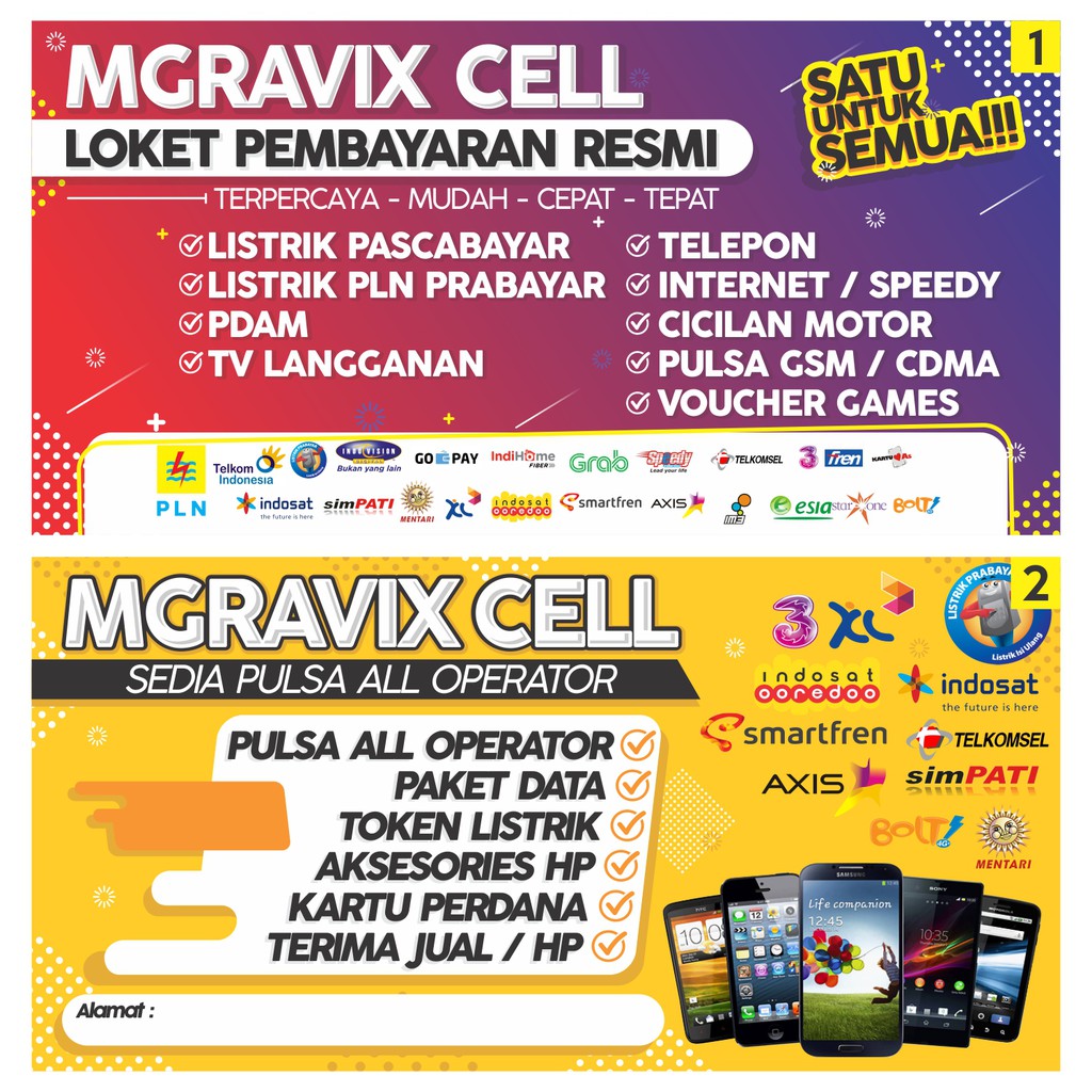 Jual Spanduk Konter Hp FREE DESIGN UKURAN 2x1 meter | Shopee Indonesia