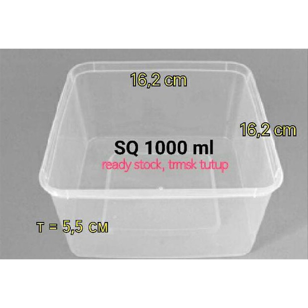 Jual 1 ( SATU) pack Thinwall Kotak 1000 ml (isi 25 pcs) food container box square ( 1000ml SQ ...