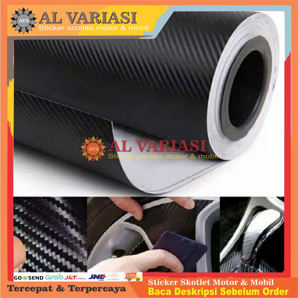Jual Sticker skotlet carbon 3D hitam doff/stiker scotlite motor ...