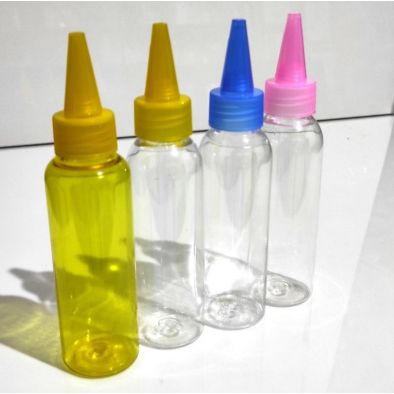 Jual Botol 100ml Botol Tinta 100ml Botol Kerucut Biru Pink Kuning ...