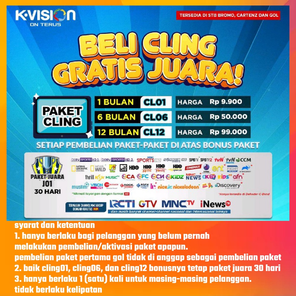 Jual Paket Cling 1 Bln-CL01 (K-Vision) | Shopee Indonesia