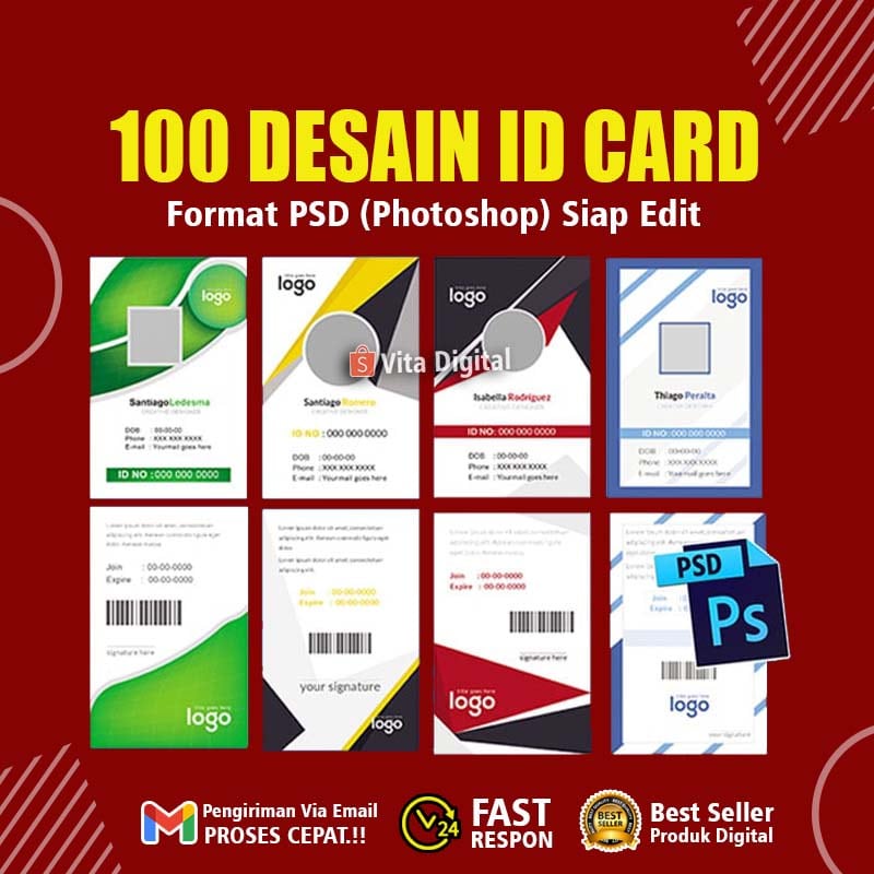 Jual 100 Template ID CARD Format Psd Photoshop Premium Siap Edit ...