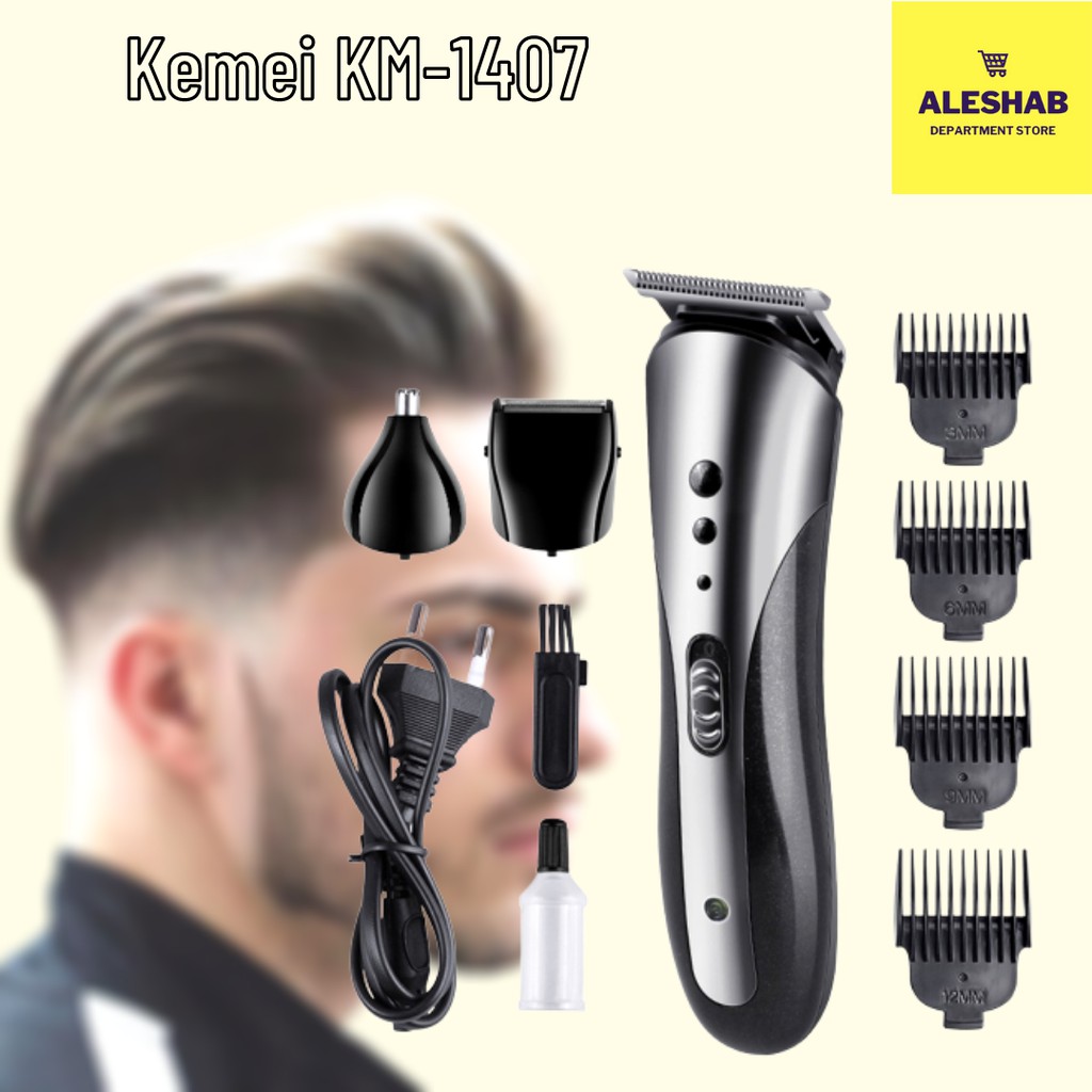 Jual Mesin Cukur Kemei KM-1407 Clipper 3in1 Alat Cukur Rambut Charger | Shopee Indonesia