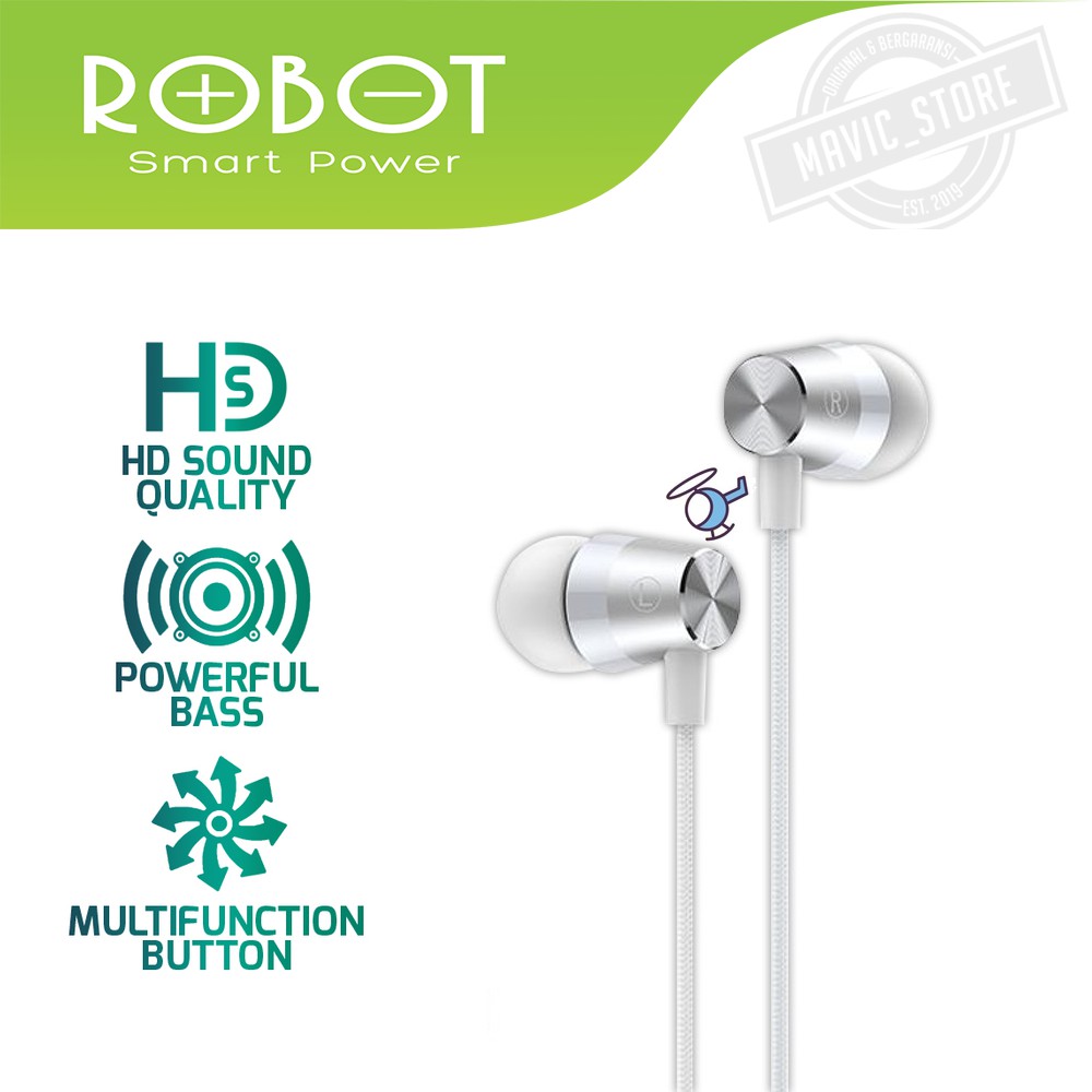 Jual ROBOT RE101S Headset Wired Handsfree Subwoofer Bass Metal Earphone ...