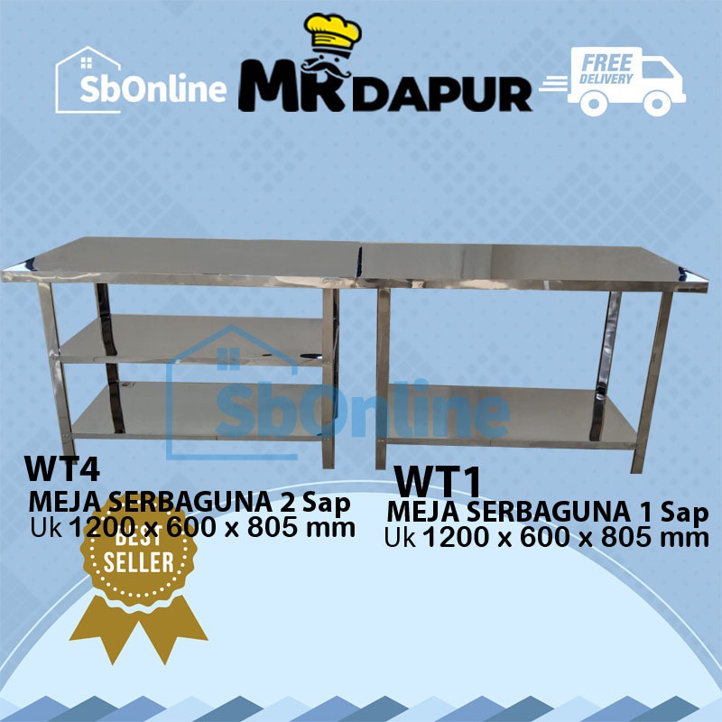 Jual Paket Meja Dapur Stainless MR DAPUR WT 1 WT 4 Original | Shopee ...