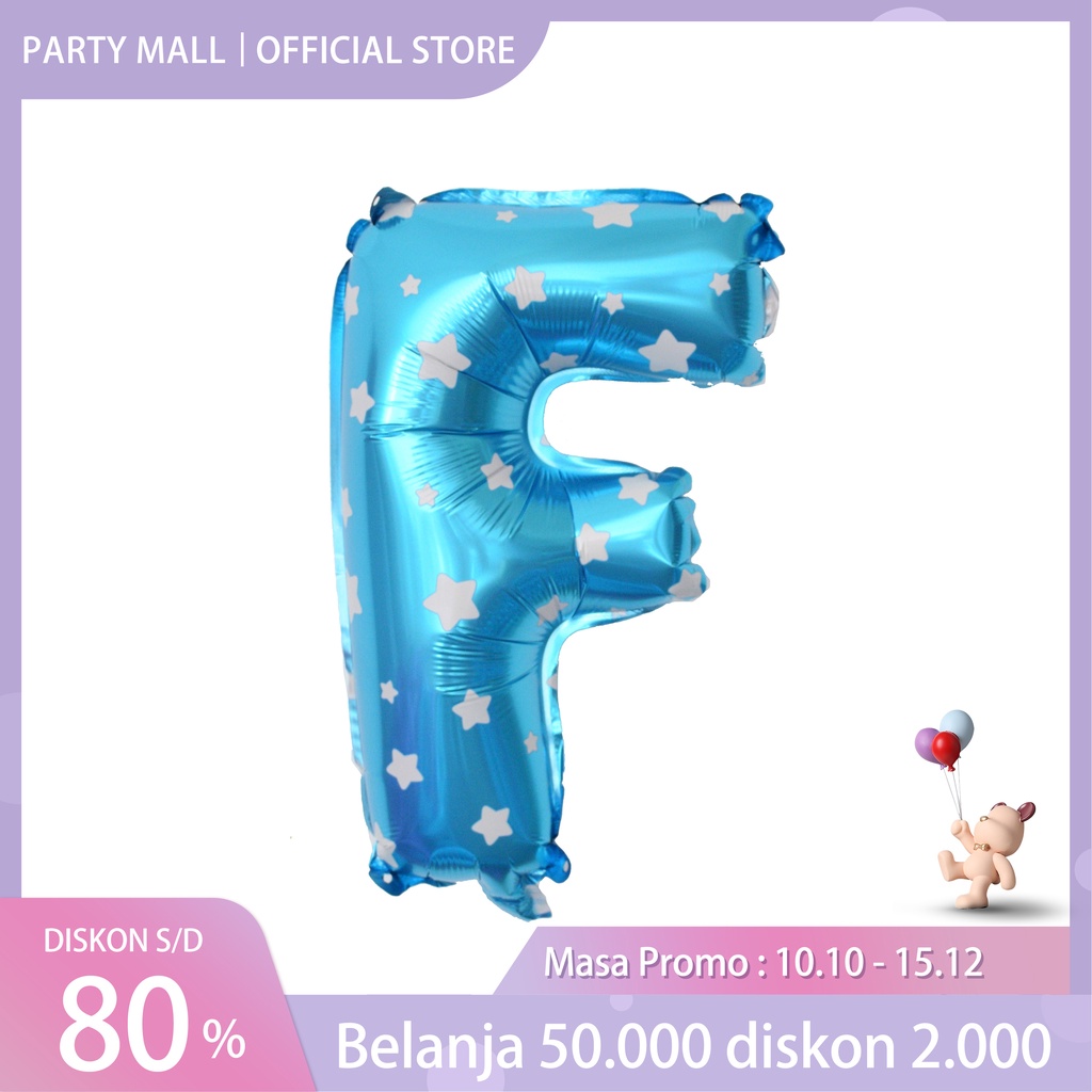 Jual Balon Foil Huruf Biru 16 Inch 40cm Abjad Alphabet A-Z Balon Foil ...