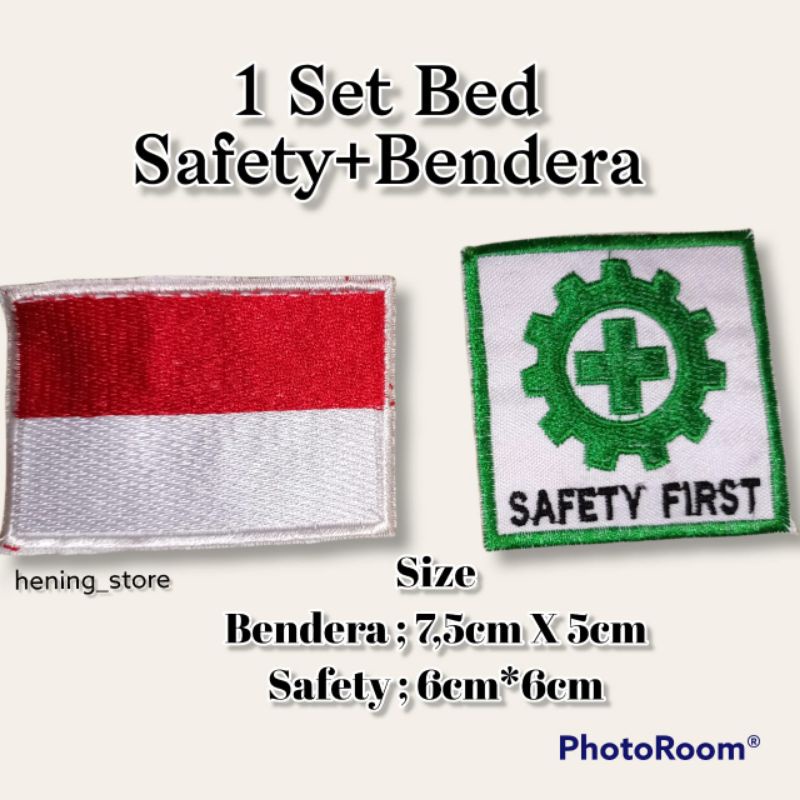 Jual Bed logo Bendera merah putih dan safety first, murah,bad bendera ...