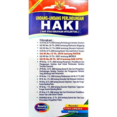 Jual UNDANG-UNDANG PERLINDUNGAN HAKI (HAK ATAS KEKAYAAN INTELEKTUAL) ED. TERBARU | Shopee Indonesia