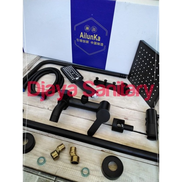 Jual Shower coloum hitam/Shower set black/Hitam/3 in 1/Tiang Shower ...