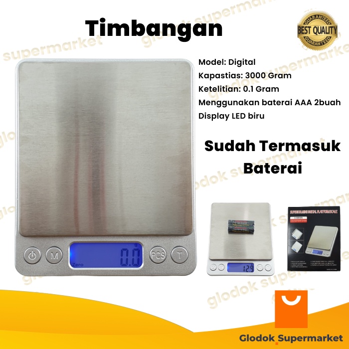 Jual Timbangan Dapur Digital Perhiasan Scale 3000 Gram 0.1g 3Kg | Shopee Indonesia