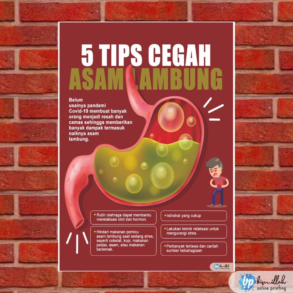 Jual Poster Kesehatan 5 Tips Mencegah Asam Lambung | Shopee Indonesia