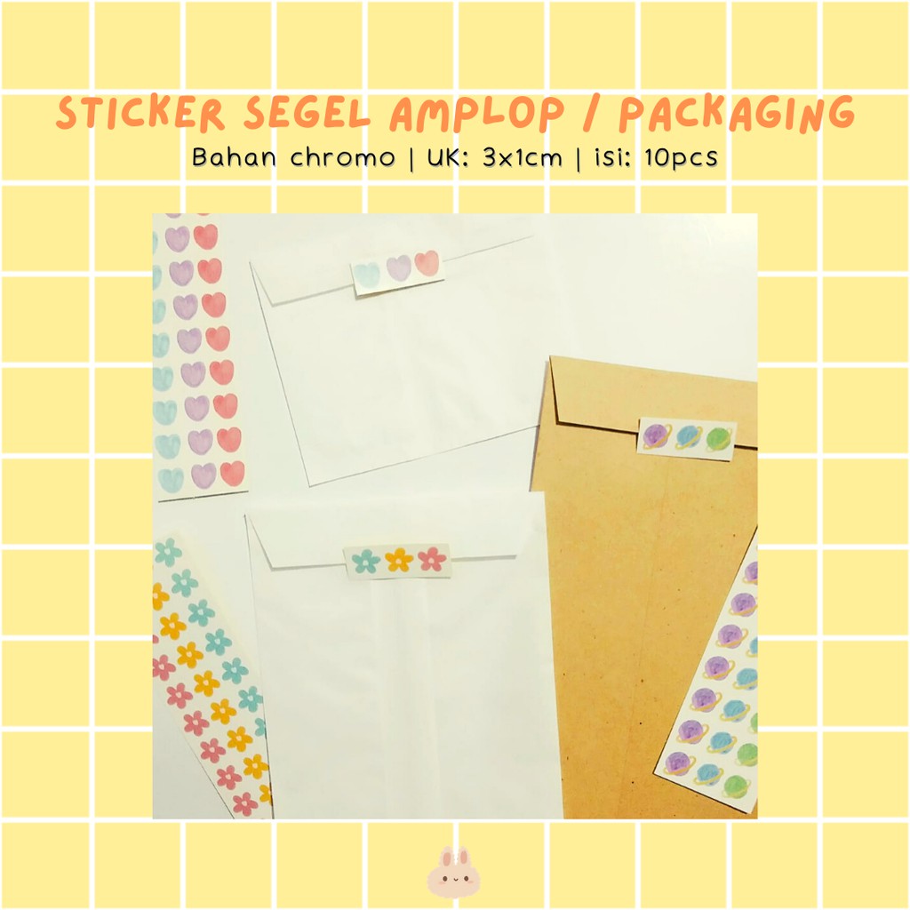 Jual sticker mini segel cute aesthetic motif bunga, hati, planet ...
