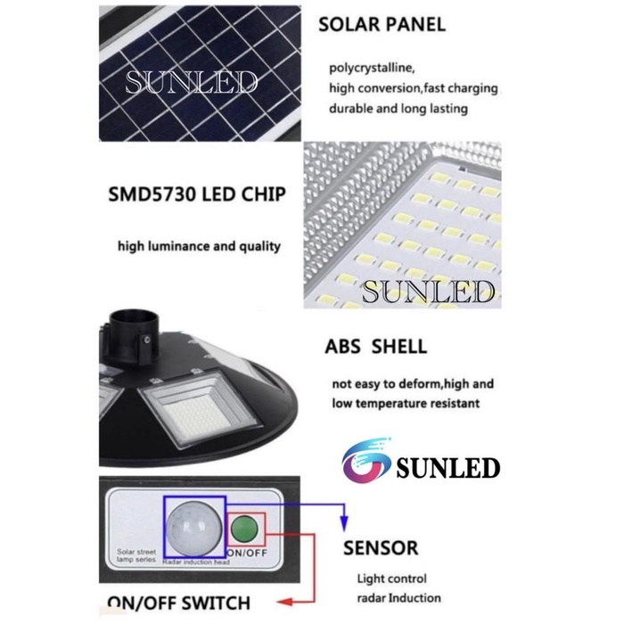 Jual Lampu Jalan Led Solar Cell 500W Solar Street Light Ufo IP66 SUNLED | Shopee Indonesia