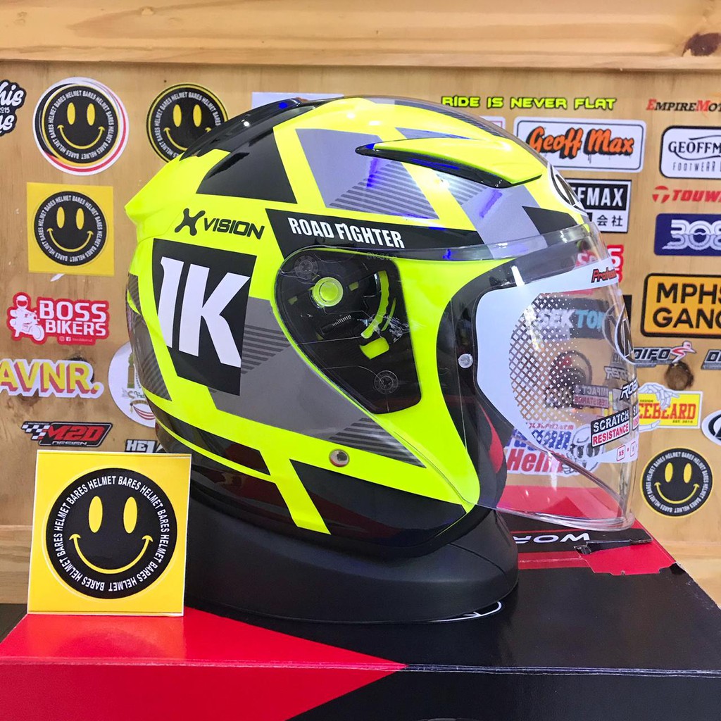 Jual Helm motor half face nhk r1 neuro yellow double visor | Shopee ...