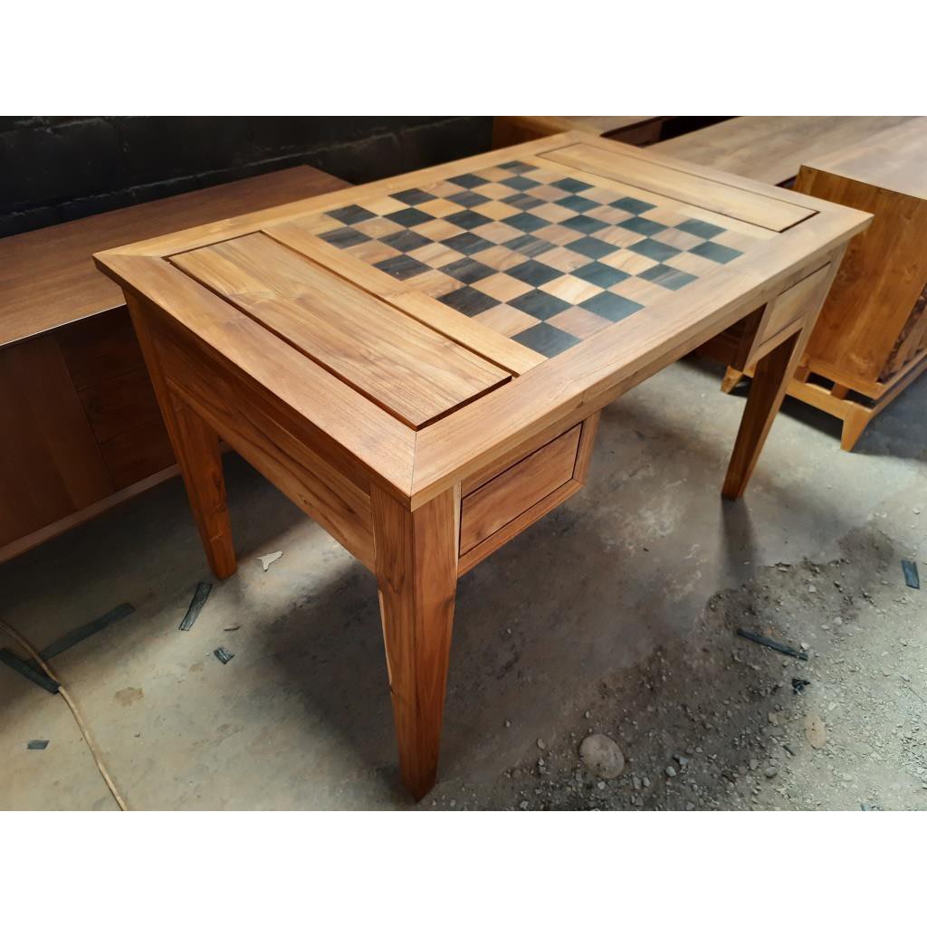 Jual Meja Catur Kayu Jati Mix Sonokeling dengan 4 laci | Shopee Indonesia