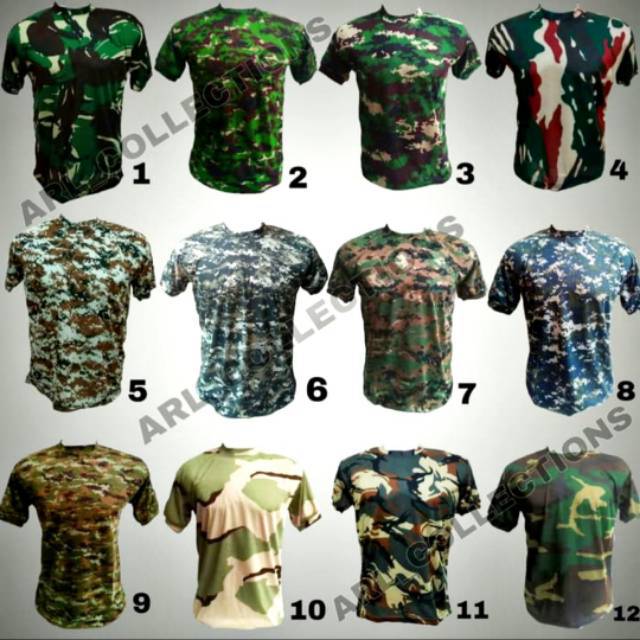 Jual Kaos pendek army loreng TNI AD/TNI AU/TNI AL/pramuka/hitam/hijau ...