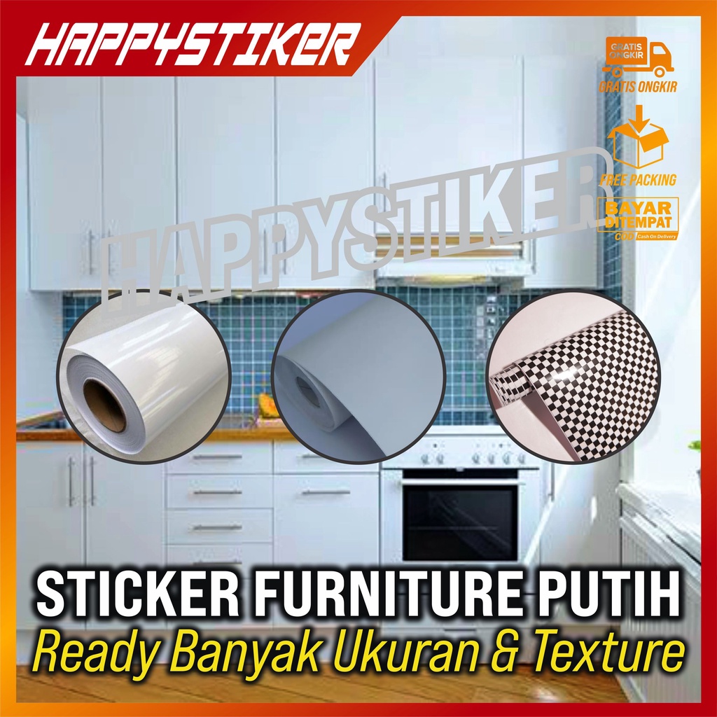 Jual Stiker Lemari putih glossy / sticker kitchen set putih doff ...