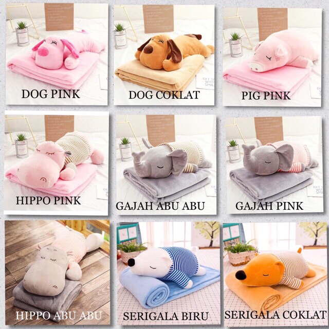 Jual EV B5 Boneka Bantal Selimut Animal Lucu , Balmut Hippo ,Gajah ...