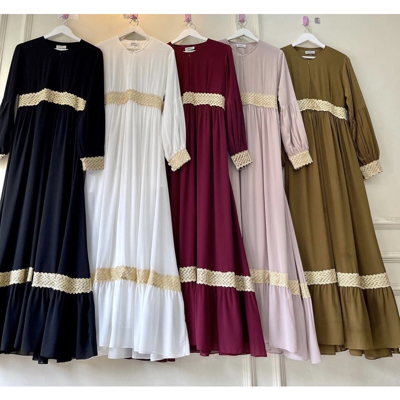 Jual gamis ceruty babydoll Renda (Aqilla) | Shopee Indonesia