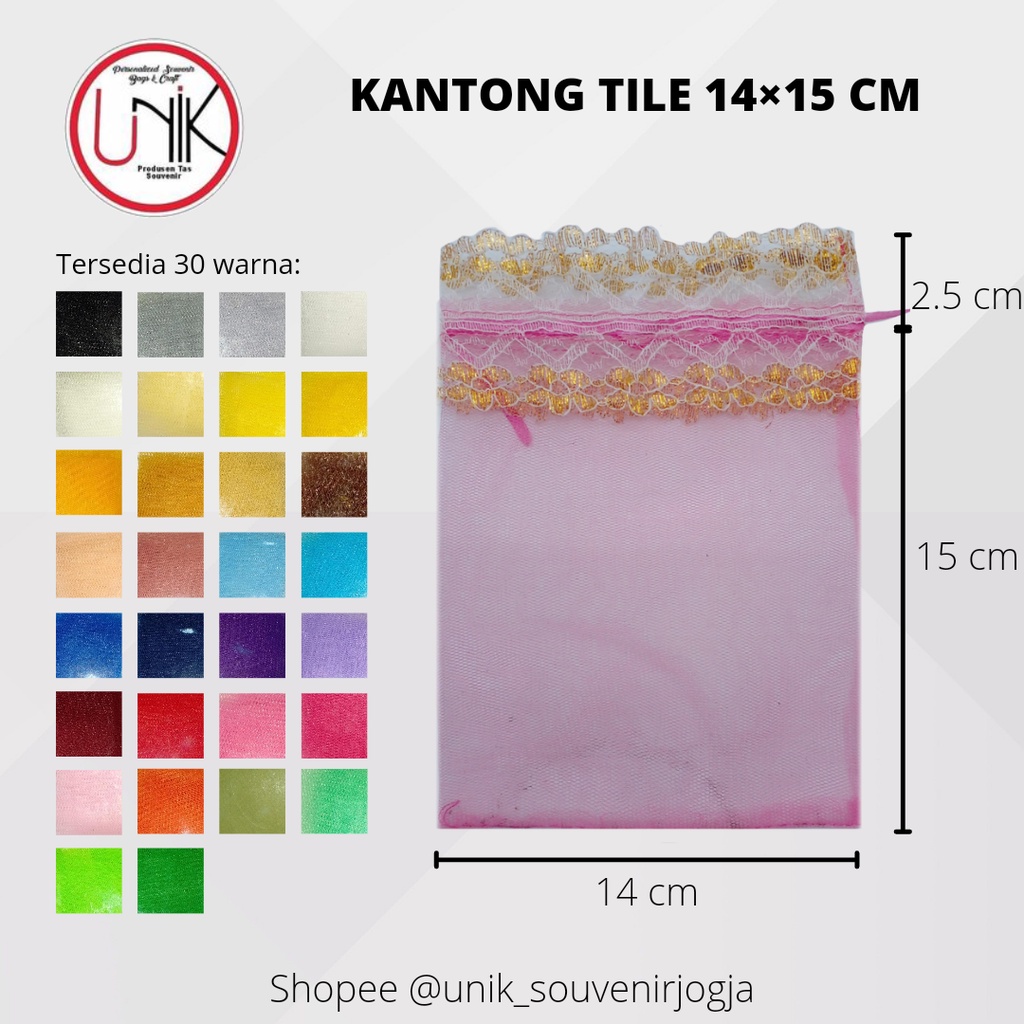 Jual Kantong Tile Souvenir 14x15 cm Renda Emas untuk Gelas Kaca ...