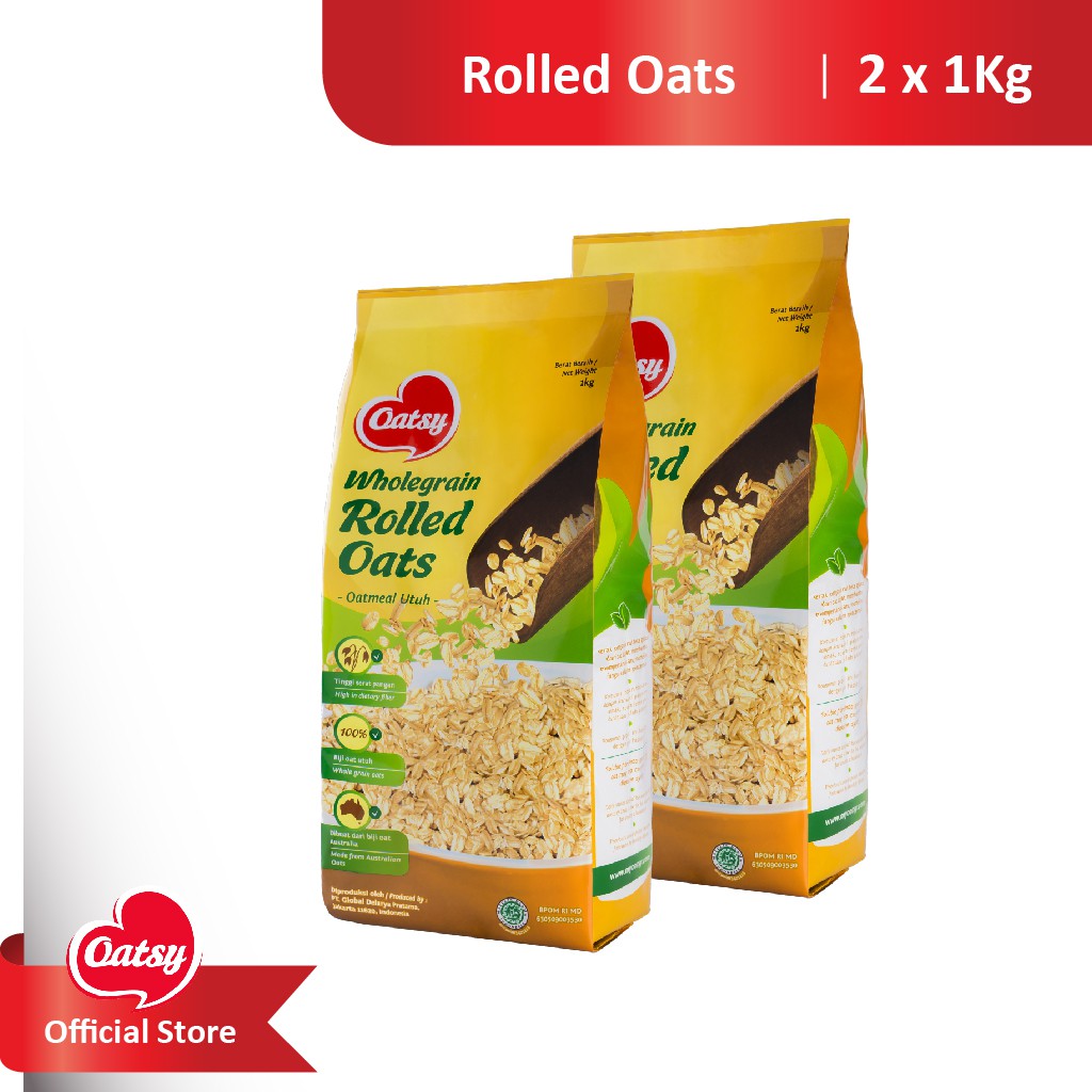 Jual OATSY Oatmeal Rolled Oats 1kg (Double Pack) | Shopee Indonesia