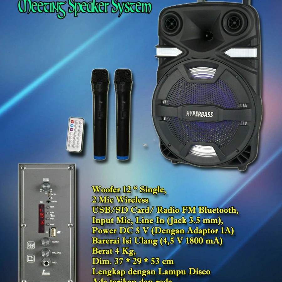 Jual speaker aktif 12 inch hyperbass/speaker portable 12 inch | Shopee ...