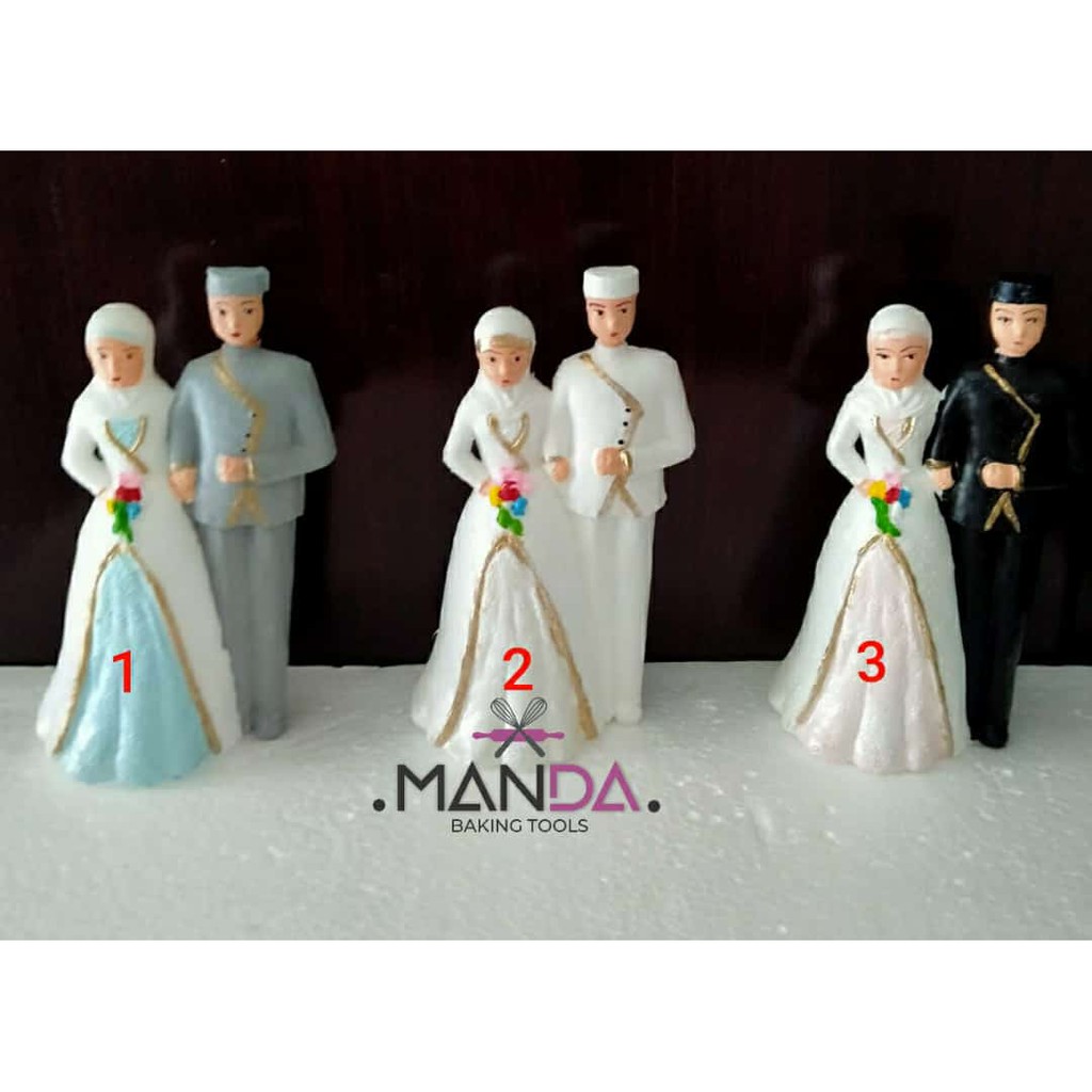 Jual Hiasan topper patung kue tart pengantin wedding muslim muslimah ...